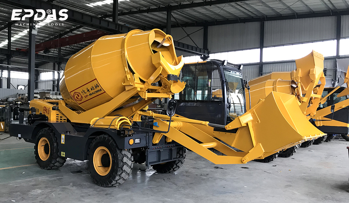 How does a self loading concrete mixer work?